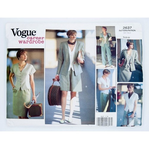 Vogue Sewing Pattern 2637 Career Wear Jacket Top Skirt Shorts Pants ...