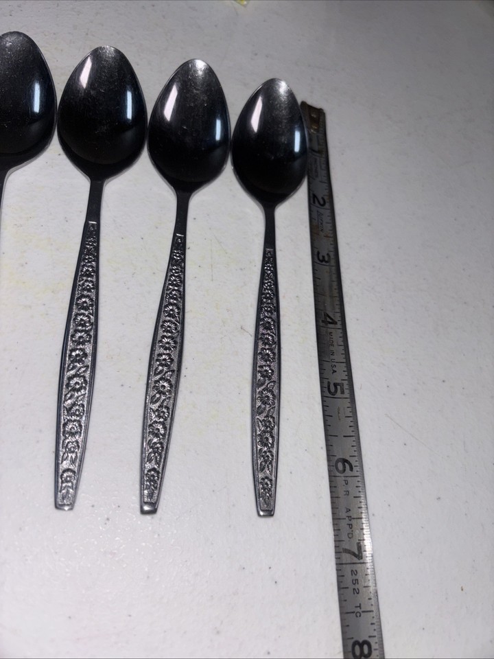 7Pc Interpur JARDINERA Flower Pattern Stainless Flatware Teaspoons | eBay