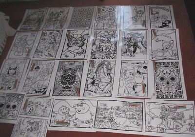 4 x Large 51 x 38cm Velvet Colouring Picture Boards,Pens.Art Craft; U ...
