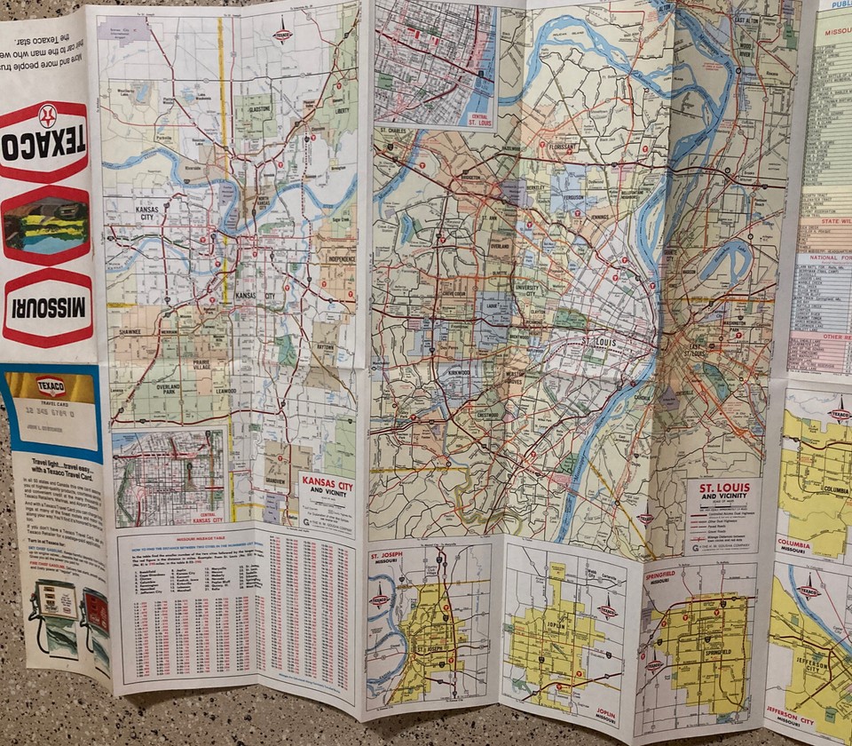 VINTAGE MISSOURI TEXACO GASOLINE TRAVEL ROAD MAP | eBay