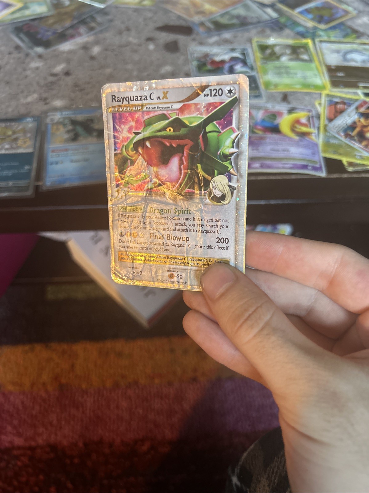 Water Damaged Rayquaza C Lv X | eBay