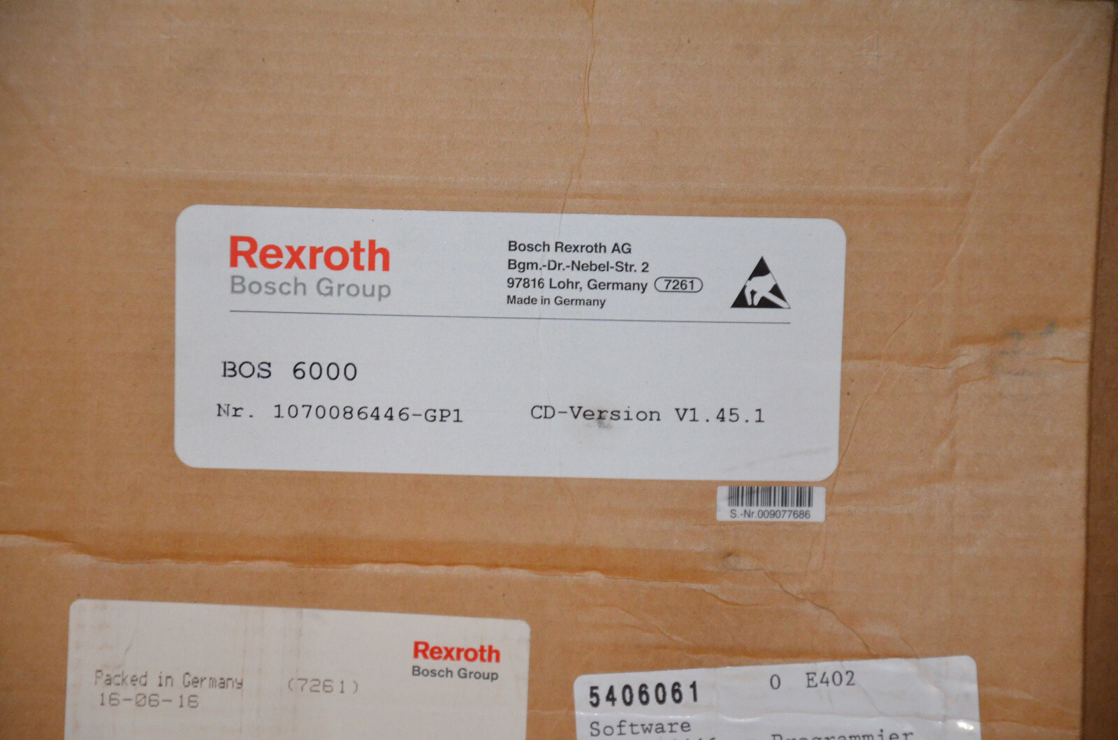 Rexroth BOS6000 Bedien- und Diagnosesoftware BOS 6000 CD-Version: V1.45 ...