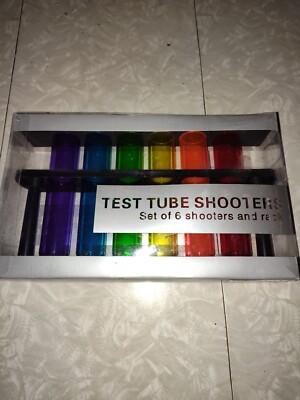 Set 6 Test Tube Shooters & Rack Multicolored Science Themed Brand New ...