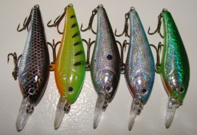 Lure Set L5ab-Bass Fishing Plug-Shallow Depth Diver 5 New Crankbaits ...