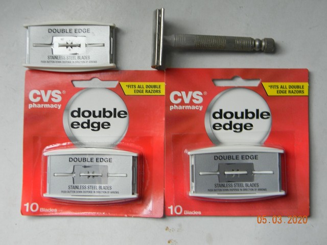 Chrome Plated Old School Classic Safety Razor + 20pcs CVS Double Edge ...