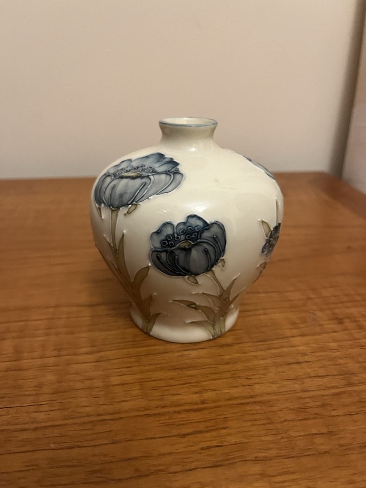 Vintage Moorcroft Style Blue Tube Lined Floral Ceramic Vase | eBay UK