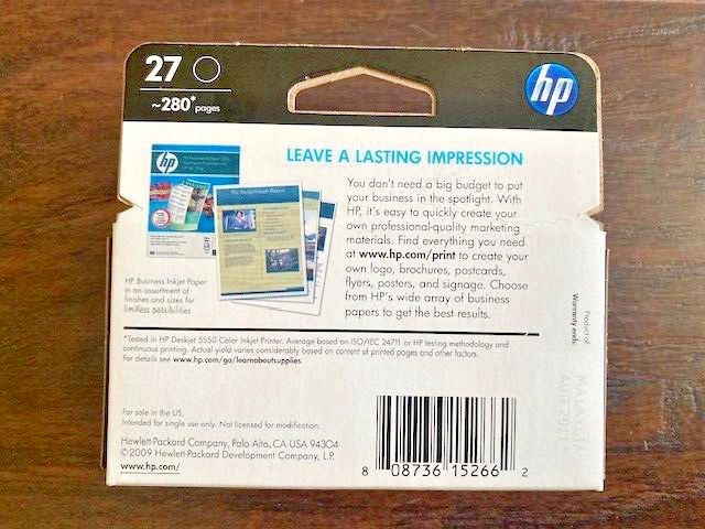 New Original HP 27 Black Ink Cartridge HP DeskJet 3847 3845 3420 3520 ...