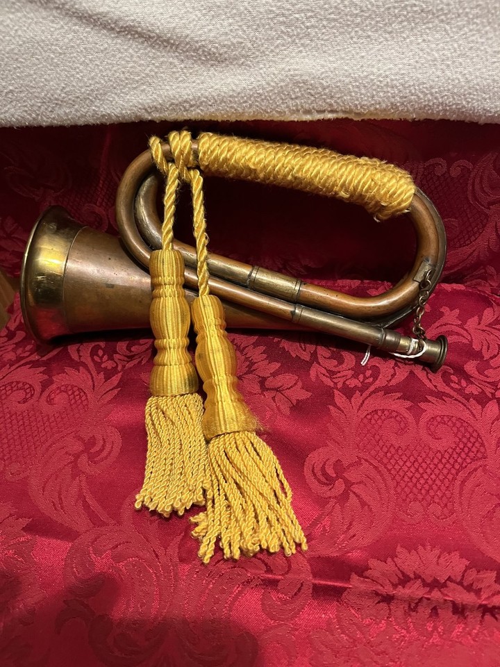 WW2 German Cavalry Bugle Copper Brass Yellow Tassels Rare Authentic ...