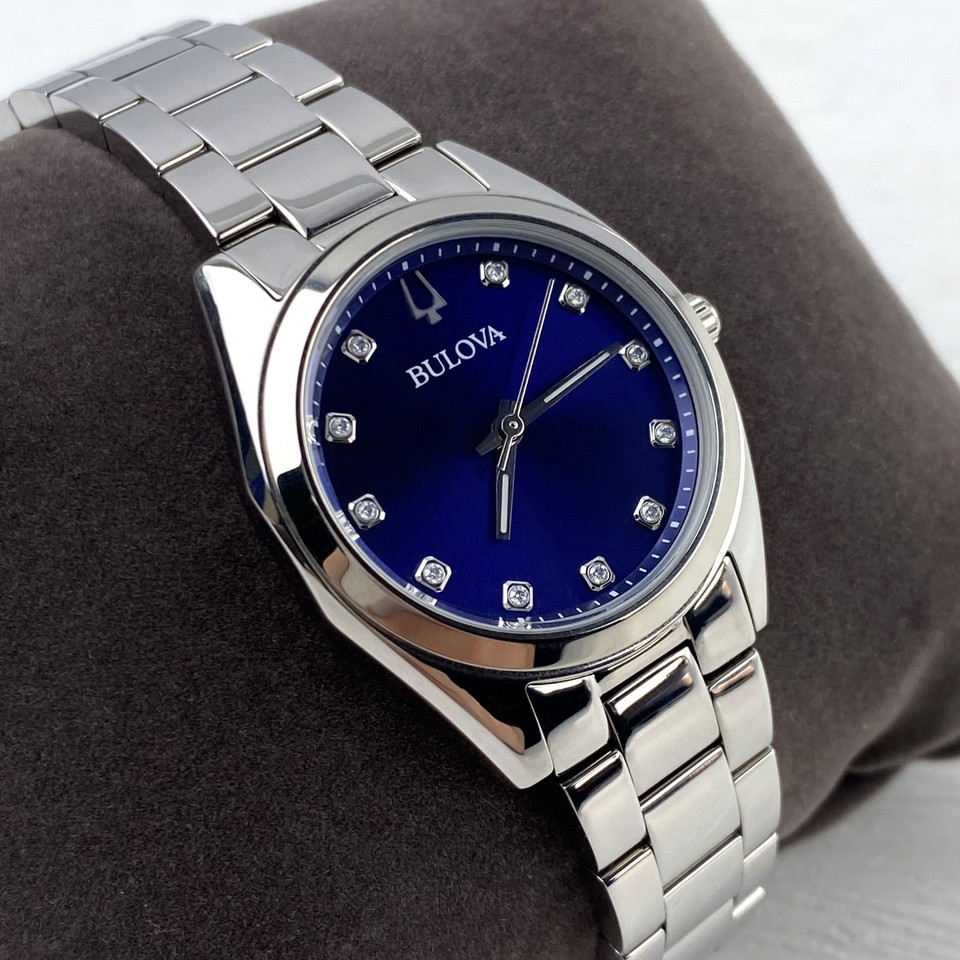 Bulova Surveyor Blue Dial Stainless Steel Strap Women's Watch 96P229 | eBay