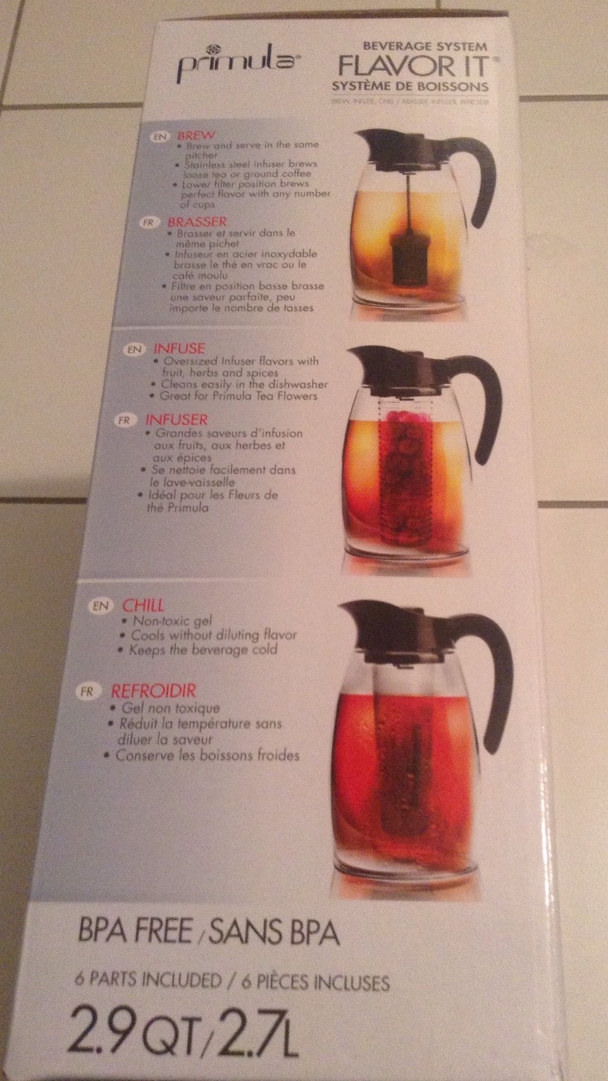 Primula Flavor-It Infusion Pitcher 3-in-1 Beverage System 2.9 quart ...