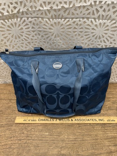 COACH Large Getaway Travel Weekender Tote + Cosmetic Bag Packable Blue ...