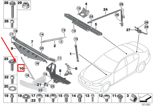 NEW BMW 6 F06 FRONT RIGHT RADIATOR SUPPORT 51647187096 7187096 ORIGINAL ...