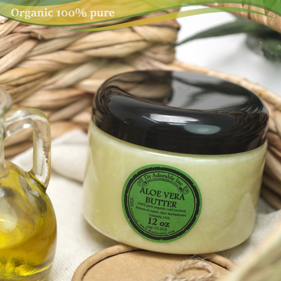 RAW ALOE VERA BUTTER ORGANIC COLD PRESSED PURE 2 OZ 4 OZ 8 OZ 12 OZ-12 ...