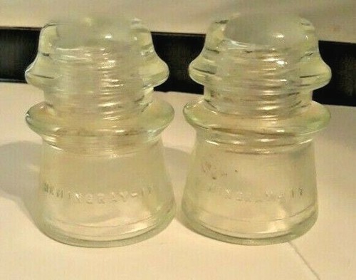 Hemingray 17 Made In U.S.A. 13-62 Insulators Signed Vintage Clear Glass ...