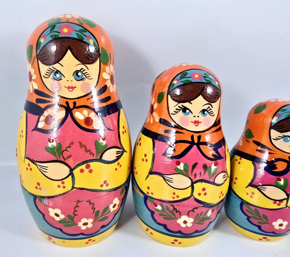 Vintage Russian wooden nesting doll 5.5-1" Matryoshka Hand carved ...