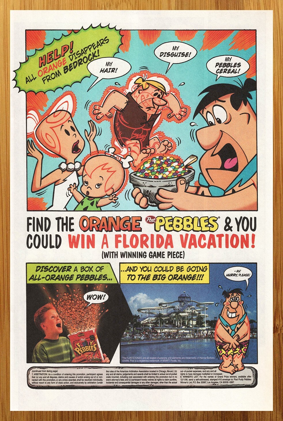 1998 Fruity Pebbles Cereal Print Ad/Poster The Flintstones Retro 90's ...