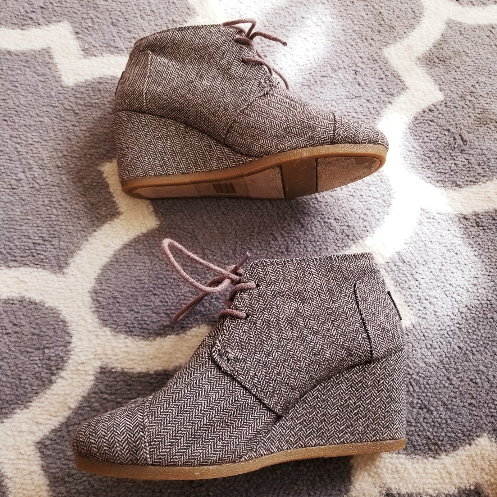 Tom's Tweed Herringbone Wedge Booties/Shooties size 7 - Gem