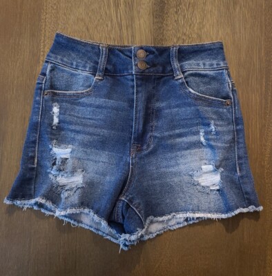 EUC JUNIORS SUPER HIGH-RISE VANILLA STAR JEAN SHORTS SIZE 1 | eBay