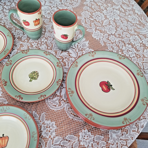 RARE HD Designs Veggie Garden Dinner Salad Plates Cups Set Kitchen ...