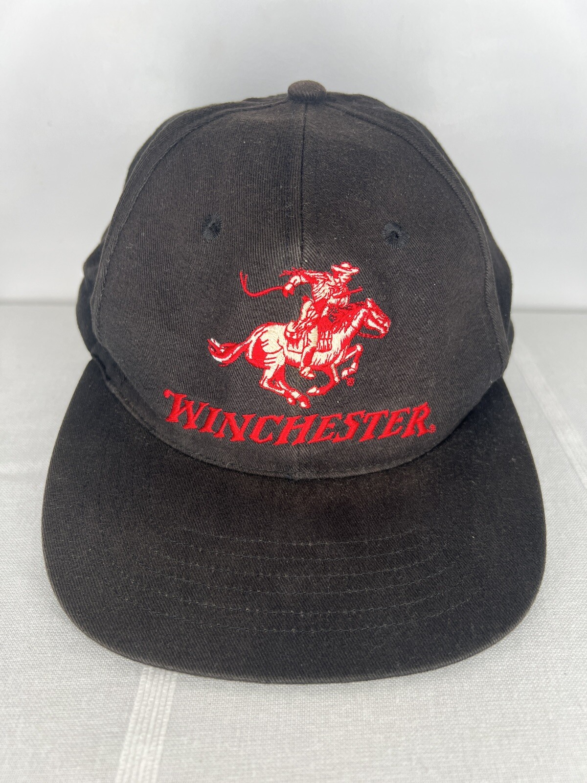 Winchester Hat Cap Hook & Loop Faded Black Embroidered Logo Made In ...