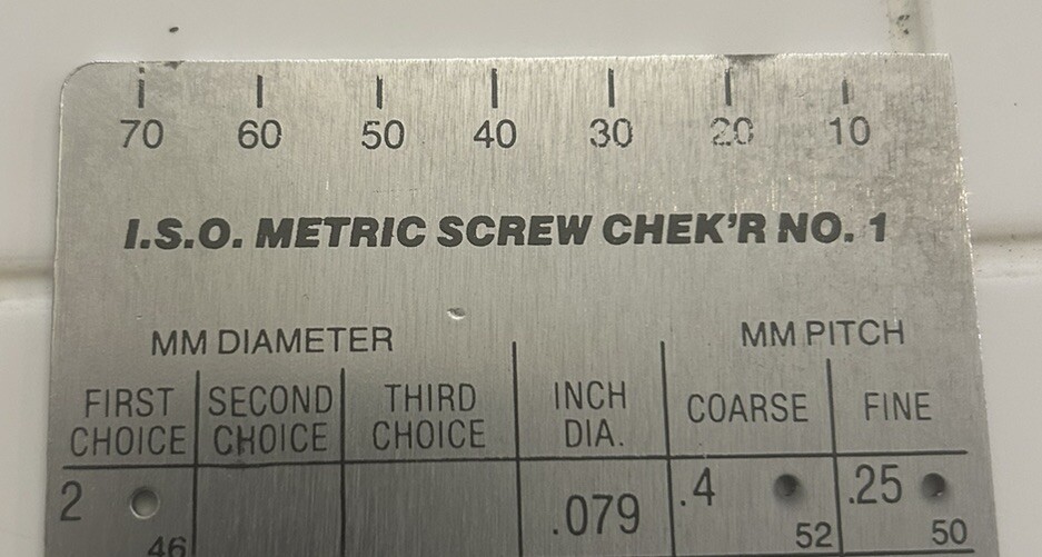 I.S.O. METRIC SCREW CHECKER #1 | eBay