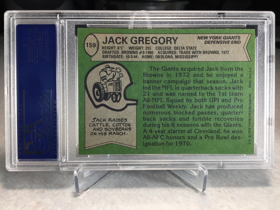 1978 Topps Jack Gregory #159 - PSA 9 - New York Giants | eBay