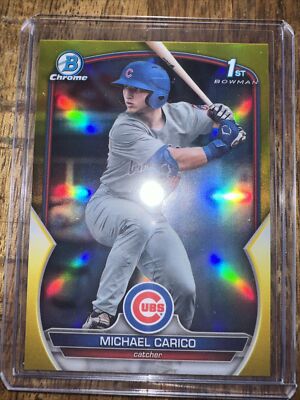 2023 BOWMAN CHROME 1ST YELLOW REFRACTOR CUBS MICHAEL CARICO /75 Q0593 ...
