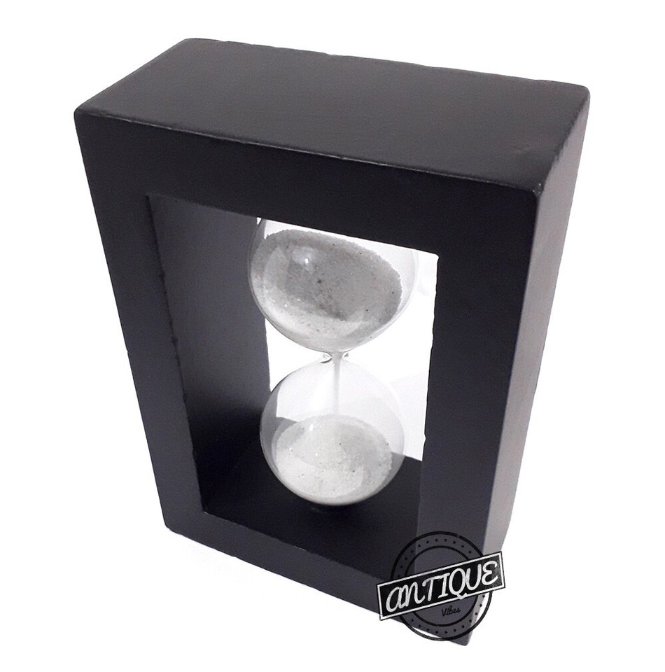Vintage Sand Hourglass Timer Square Wood Tabletop Decor Gift For Office ...