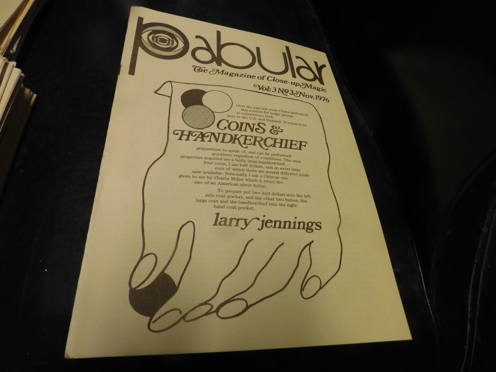 Pabular Magazine The Magazine Of Close Up Magic Volume 1976 November | eBay