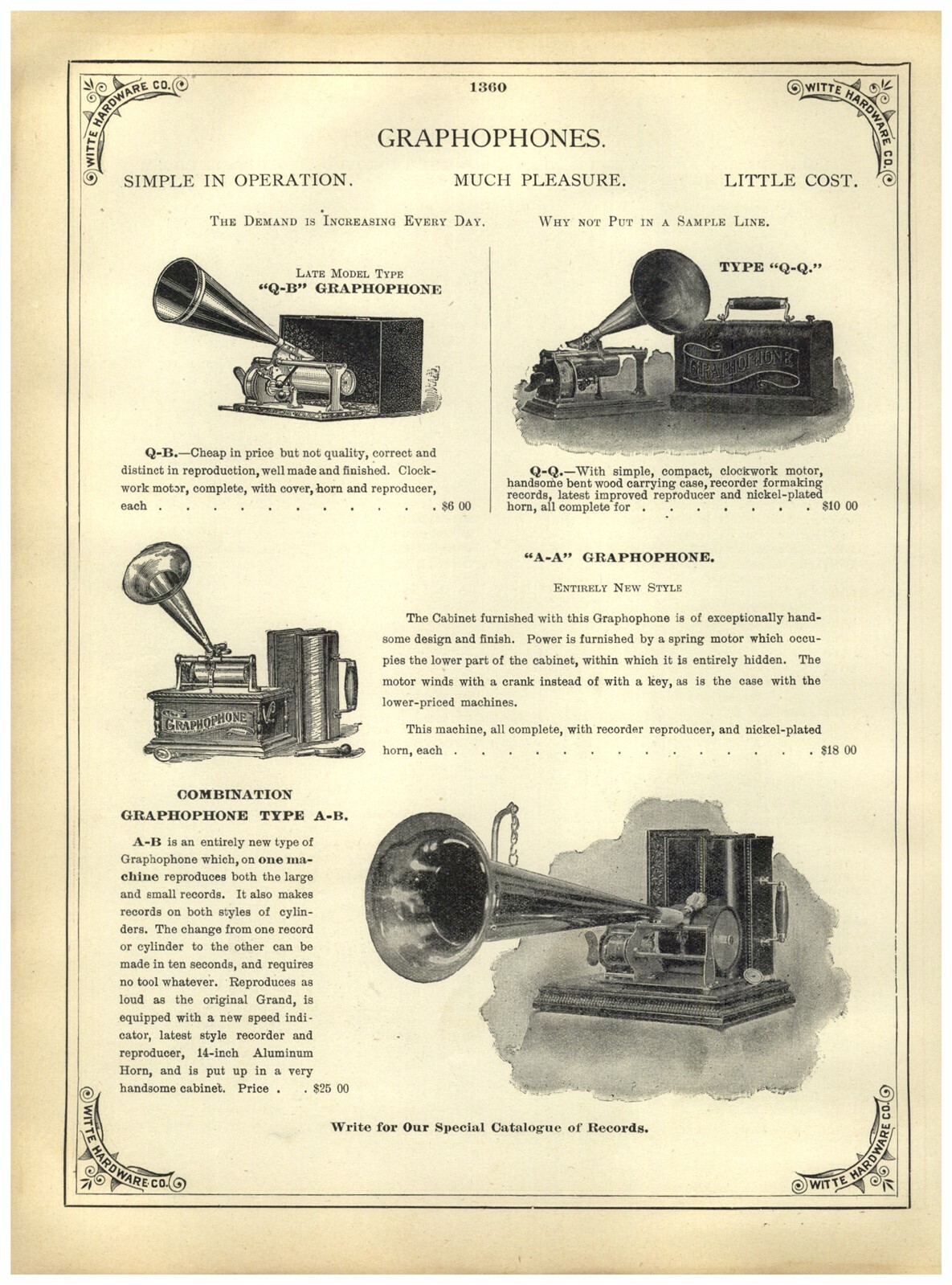 1902 PAPER AD 5 PG Columbia Disc Graphophone Vending Talking Machine ...