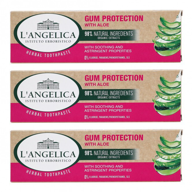 3 L'ANGELICA Herbal Gum Protection Toothpaste with Aloe 75ml 2.5fl. oz ...