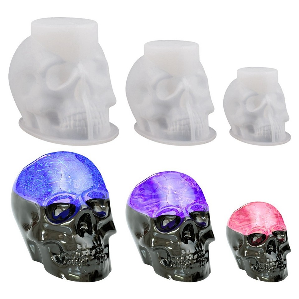 3Piece Skull Resin Mold 3D Skull Silicone Mold for Resin Skull Candle ...