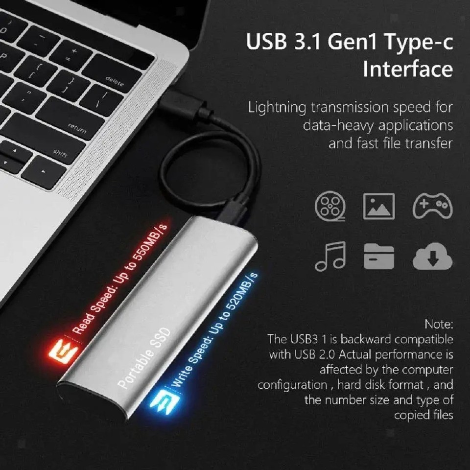 2026 External Hard Drive 32TB USB Portable HDD Expansion Disk Storage ...
