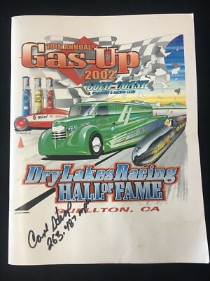 2002 CARL HEAP SIGNED 10TH ANNUAL GAS-UP OFFICIAL BOOK PROGRAM, RACING ...