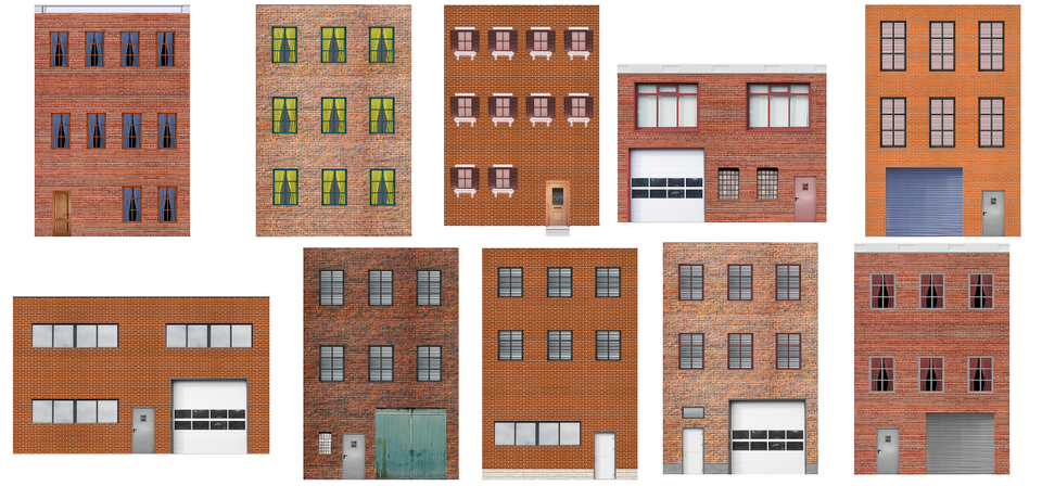 HO Scale Flat Front Buildings for Model Trains - 20 Total Front and ...