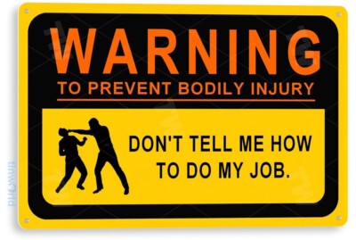 TIN SIGN Warning Bodily Injury Garage Office Metal Décor C058 | eBay