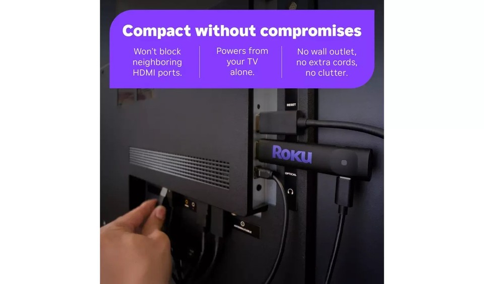 Roku HD Streaming Stick HDMI WiFi Voice Remote Control Black 7716359 R ...