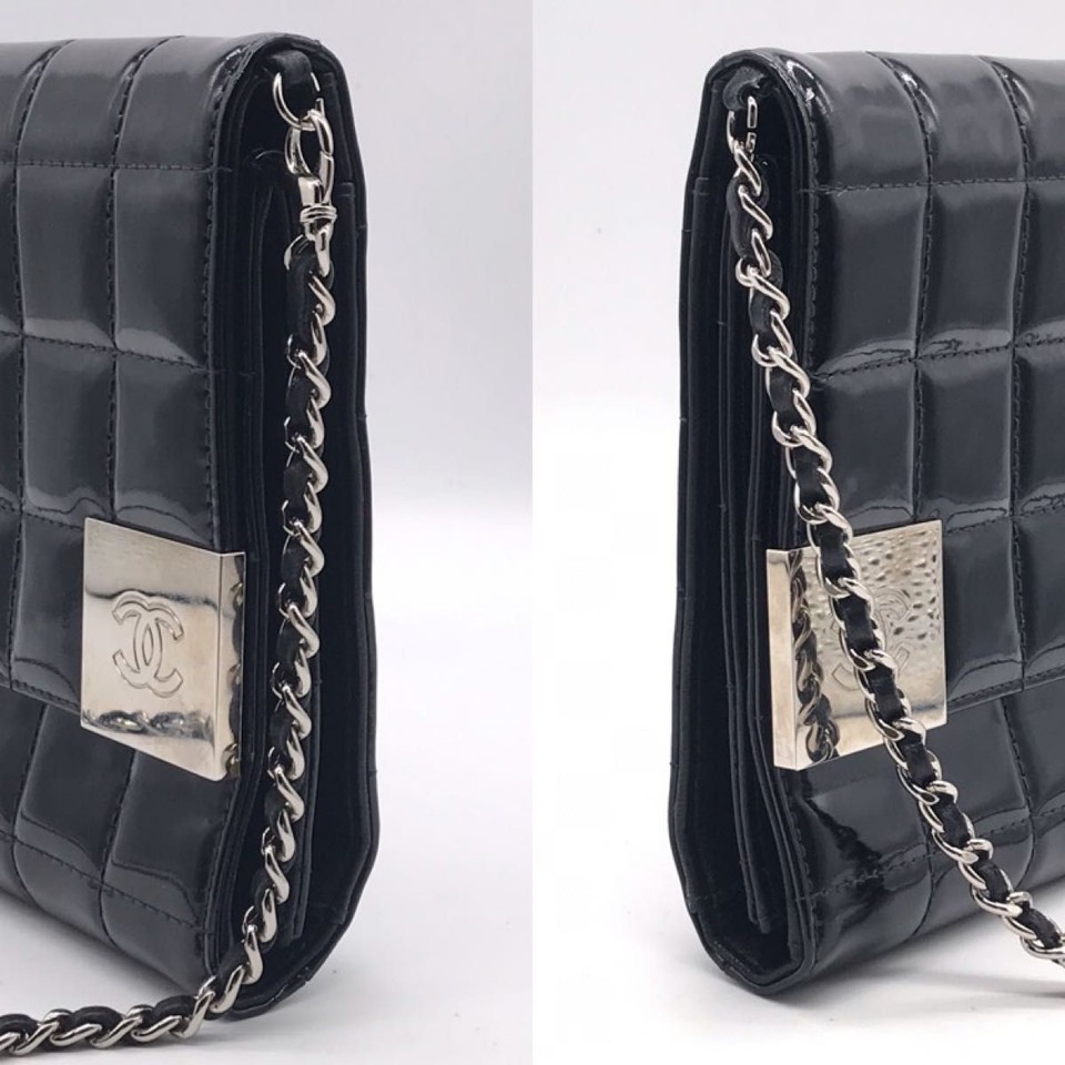 Authentic CHANEL Black 6747686 Chocolate Bar Chain Shoulder Bag SK0765 ...