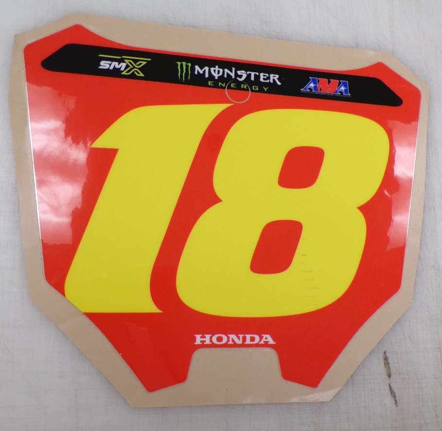 HONDA LAWRENCE 18 NUMBER PLATE DECAL GRAPHIC MOTORCROSS SUPERCROSS ...