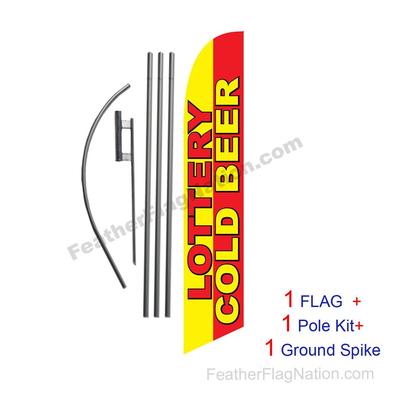 Lottery Cold Beer Feather Banner Swooper Flag Kit with pole+spike | eBay