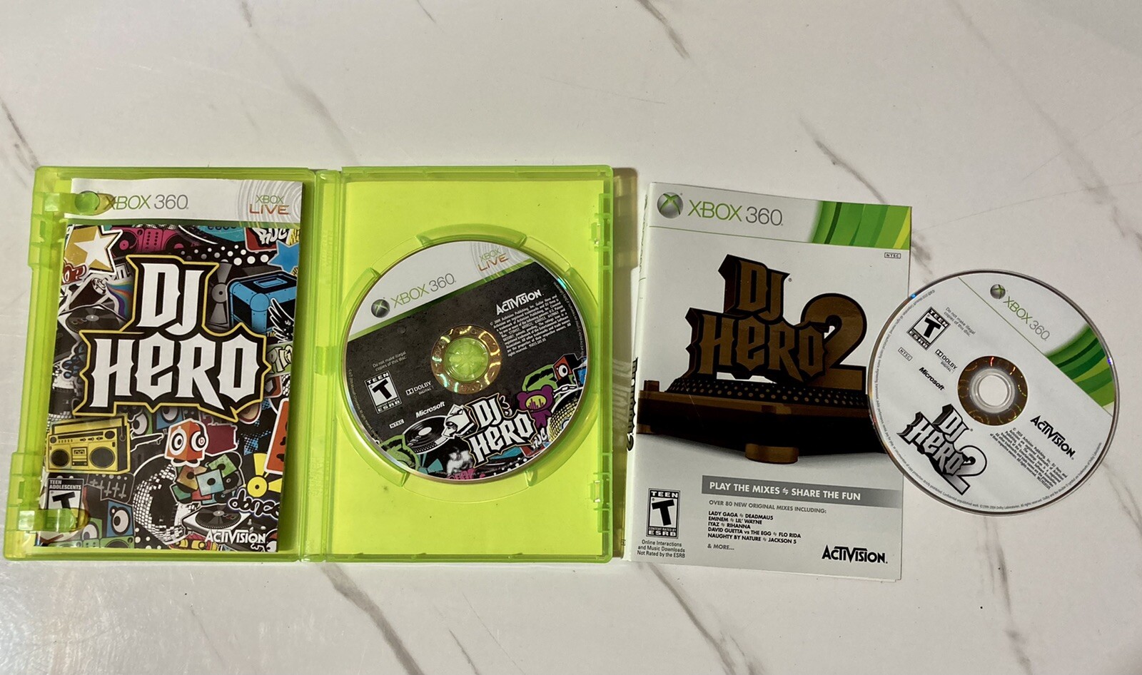 Dj Hero 1 & 2 - Microsoft Xbox 360 Lot Both Games - 2 Missing Case | eBay
