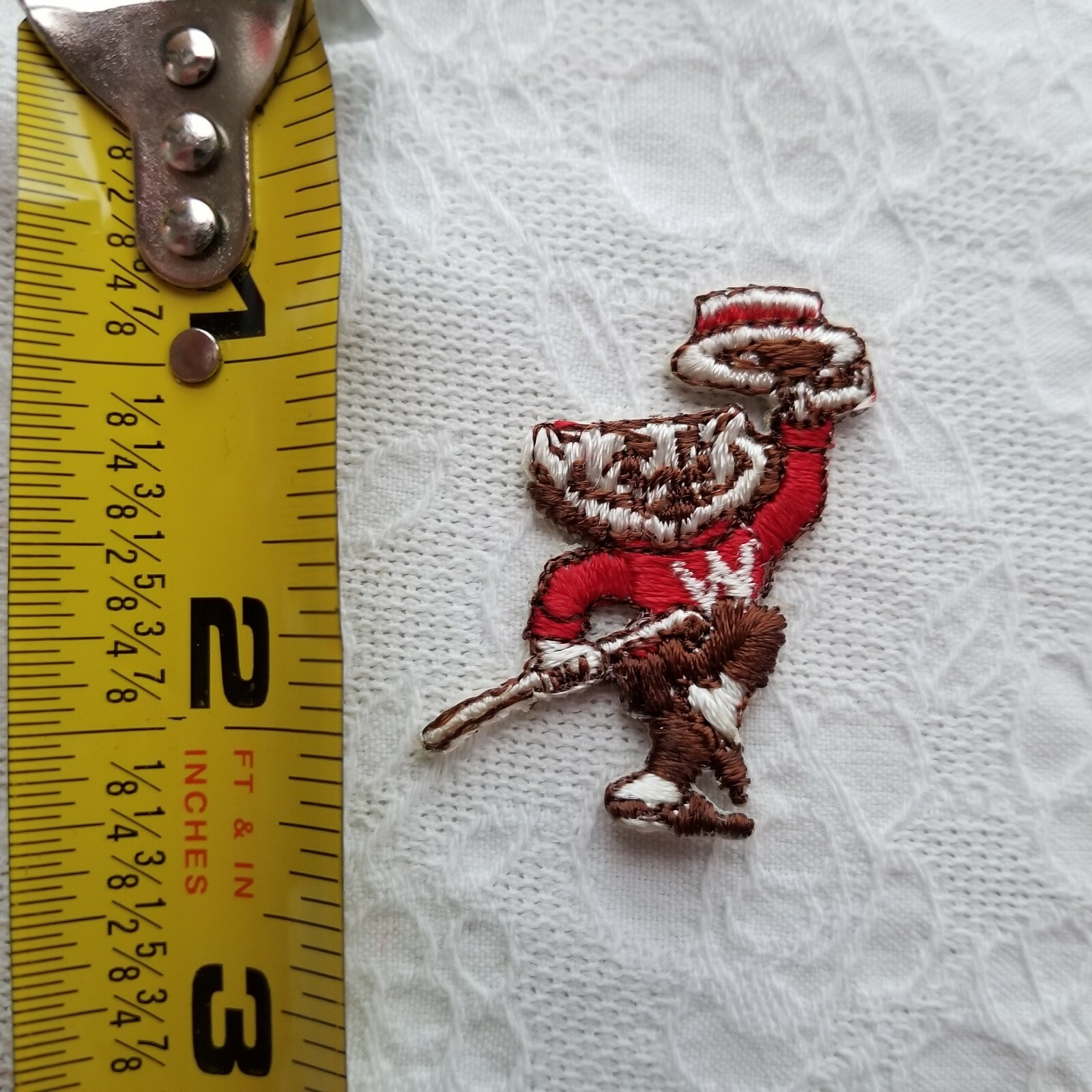 Wisconsin Bucky Badger Mascot Embroidered Decal Dancing Cane Hat Spats ...