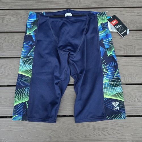 TYR Durafast Elite Swimsuit Axis Hero Men’s Jammer Green/blue Sz 30 NEW ...