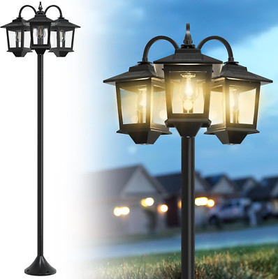 73" Solar Lamp Post Light, 3-Head Waterproof Outdoor Decor, Warm White ...