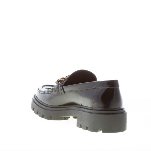 TOD'S women shoes Black loafer semi-shiny leather T-Chain ...