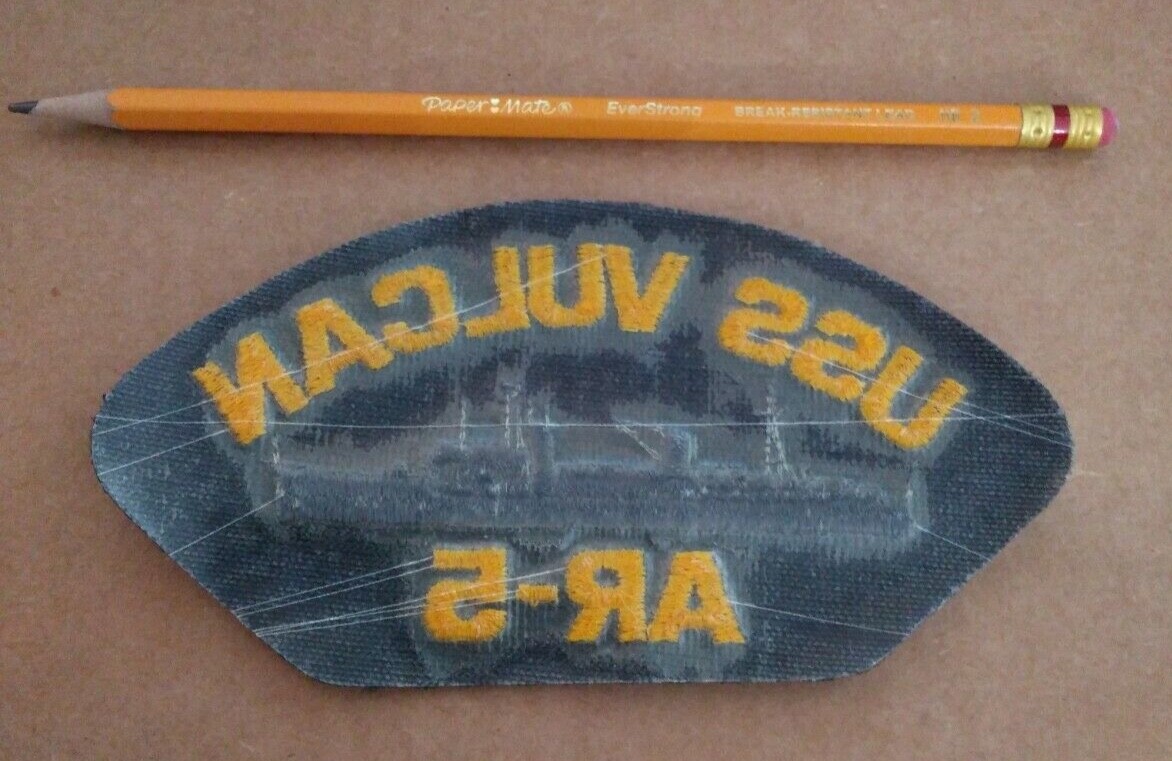 USS Vulcan AR-5 ball cap patch with ship image. Never applied, new ...