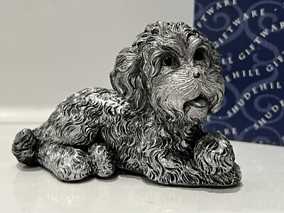 Cockapoo Dog Ornament Figure Silver Lying Gift | eBay UK