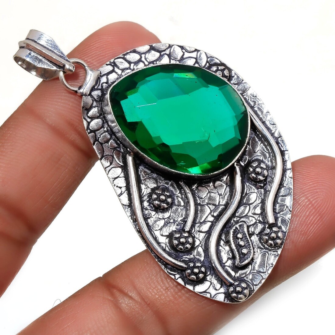 Chrome Diopside Pear Shape Gemstone Ethnic Gifted Jewelry Pendant 2.70 ...