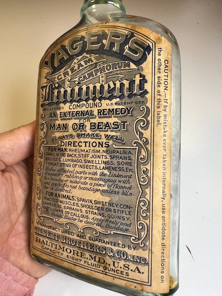 Antique Victorian Yager’s Bottle Label Gilbert Bros Baltimore Maryland ...