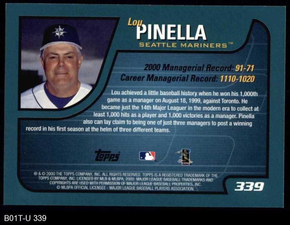 2001 Topps #339 Lou Piniella Mariners MANAGER 8 - NM/MT | eBay